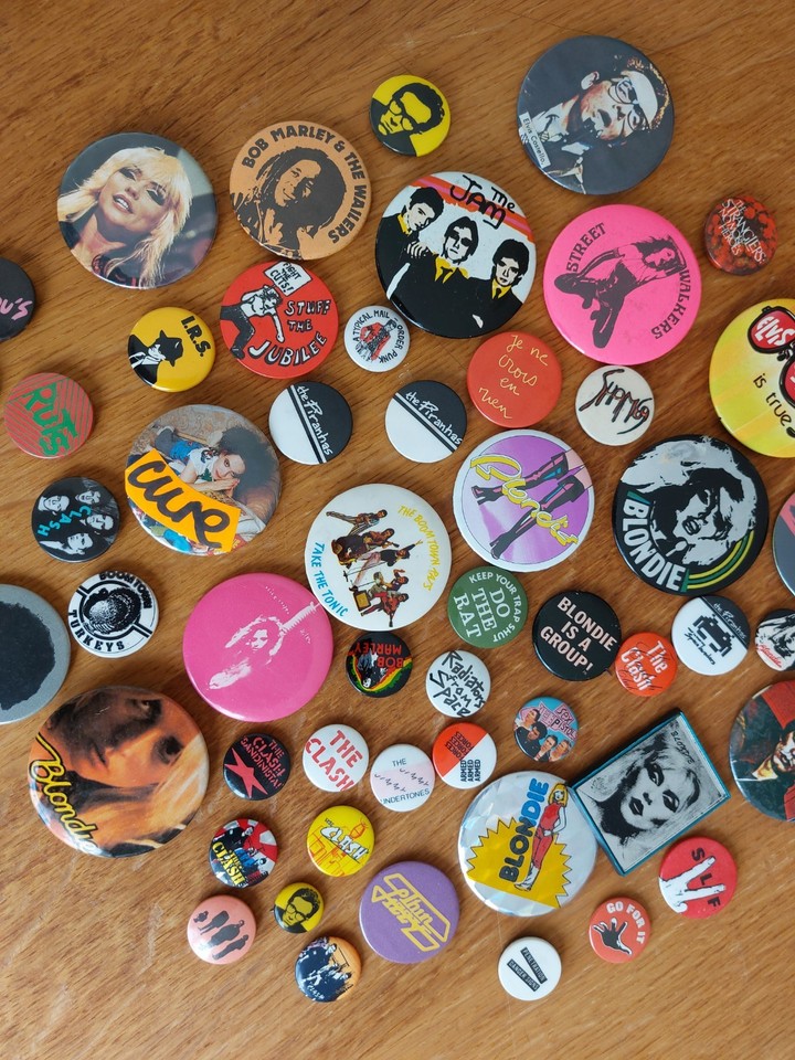50 x original 1970s/1980s PUNK/ROCK Badges CLASH BLONDIE etc. | eBay UK