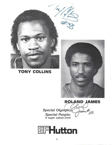 TONY COLLINS & ROLAND JAMES Signed Program Photo Page Vint. New England ...