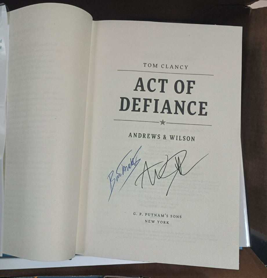 Andrews & Wilson signed ACT OF DEFIANCE (Tom Clancy) (Jack Ryan ) HB,DJ ...
