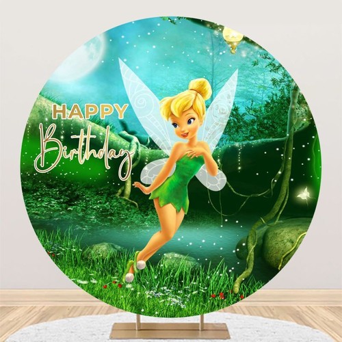 Round Baby Shower Tinker Bell Girls Backdrop Birthday Party Background ...