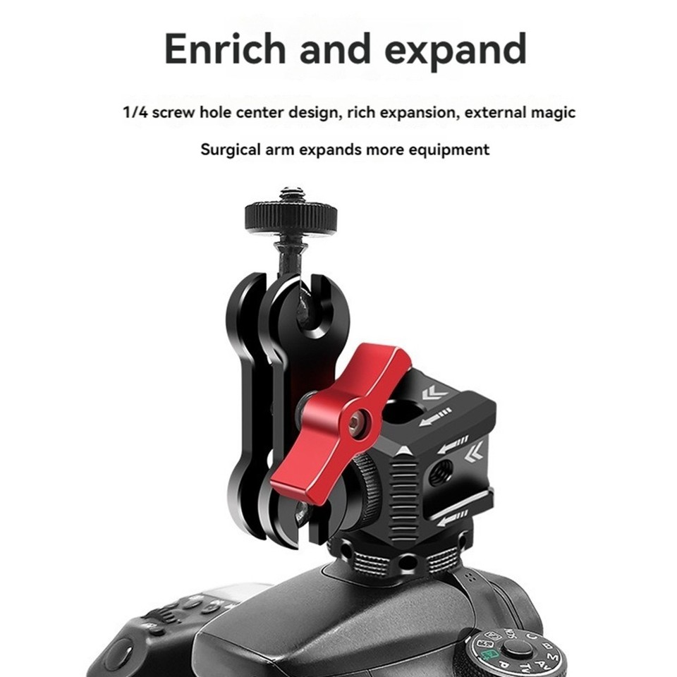 Triple Hot Shoe Mount Adapter 1/4 Hole Hot Shoe Monitor Base Mic ...