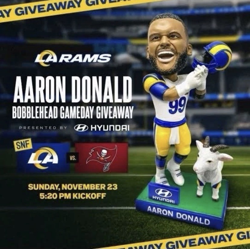 BRAND NEW Aaron Donald Los Angeles Rams Bobblehead SGA Pre Sale 11/23 ...
