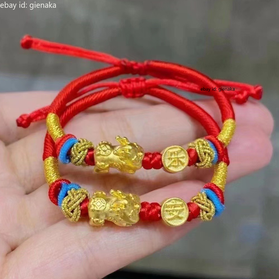 1pcs Pure 999 24K Yellow Gold Dragon Pixiu Baby Beads Baby Kids ...