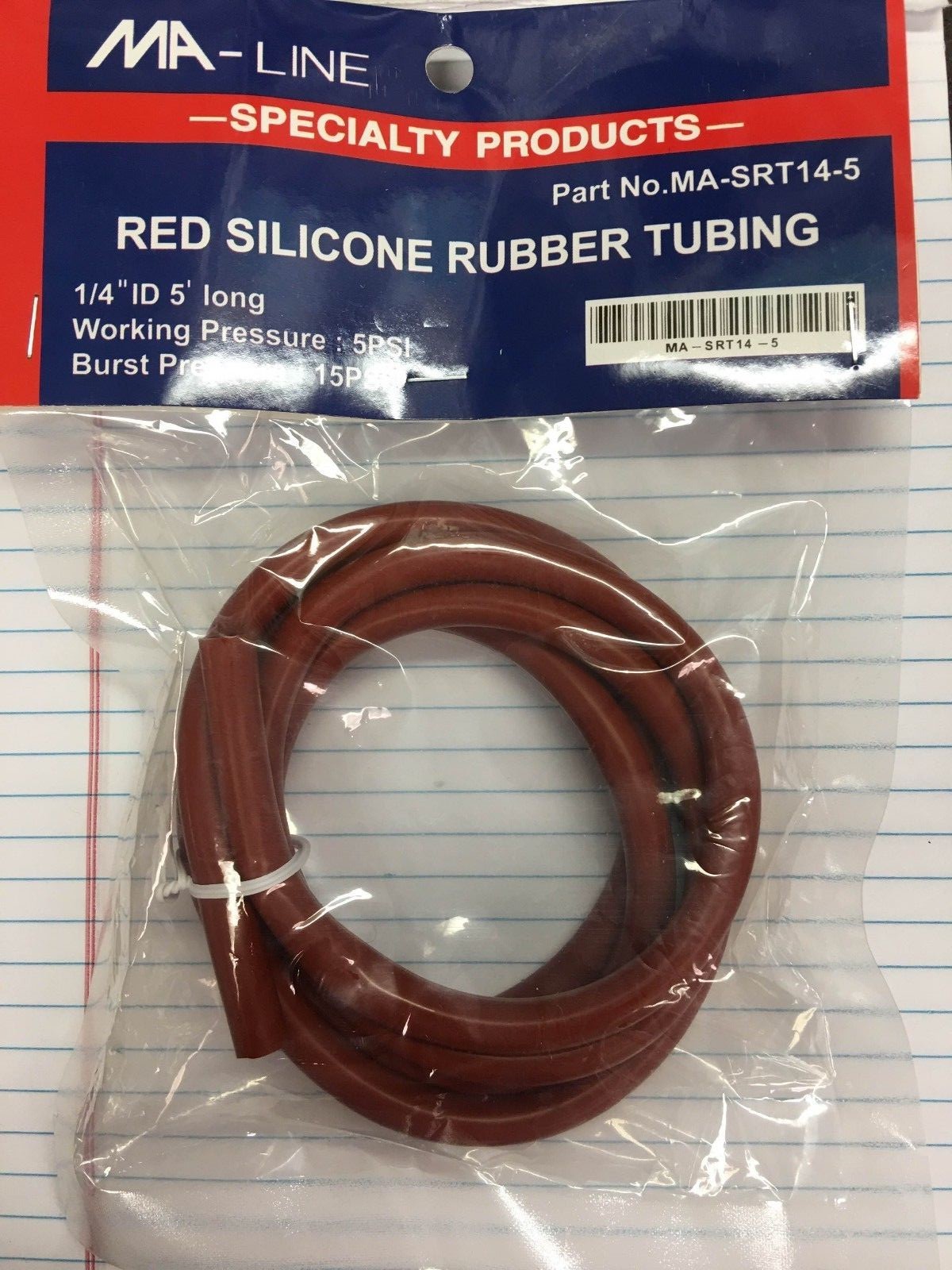 Air Tubing red silicone rubber 1/4" ID x 5' working PSI: 5, Burst PSI ...