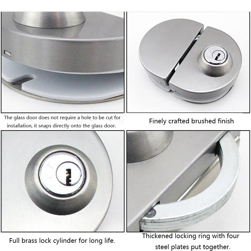 12mm Glass Door Lock Durable Stainless Steel Double Bolts Swing Push ...