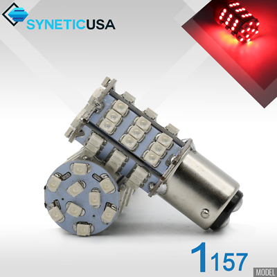 2x 1157 2357NA 2057 Dual Filament 57-SMD Red Brake Tail Stop LED Light ...