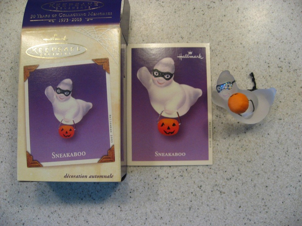 Hallmark Keepsake Sneakaboo Halloween Ornament Ghost with Pumpkin 2003 ...