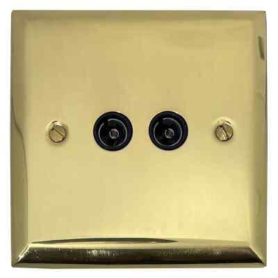 G&H SB36B Spectrum Plate Polished Brass 2 Gang TV Coax Socket Point ...