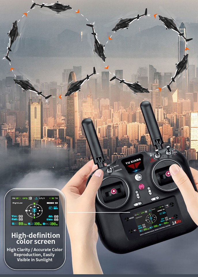 YUXIANG F02S Airwolf 9CH 2.4G GPS 3D Optical Flow RC RTF Helicopter 2 ...