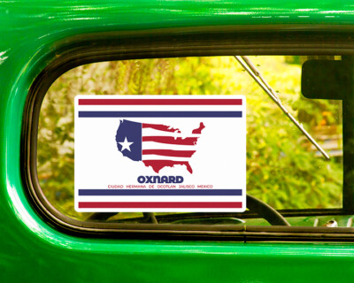 2 OXNARD CITY FLAG DECALs Sticker California Bogo For Car Window Bumper ...