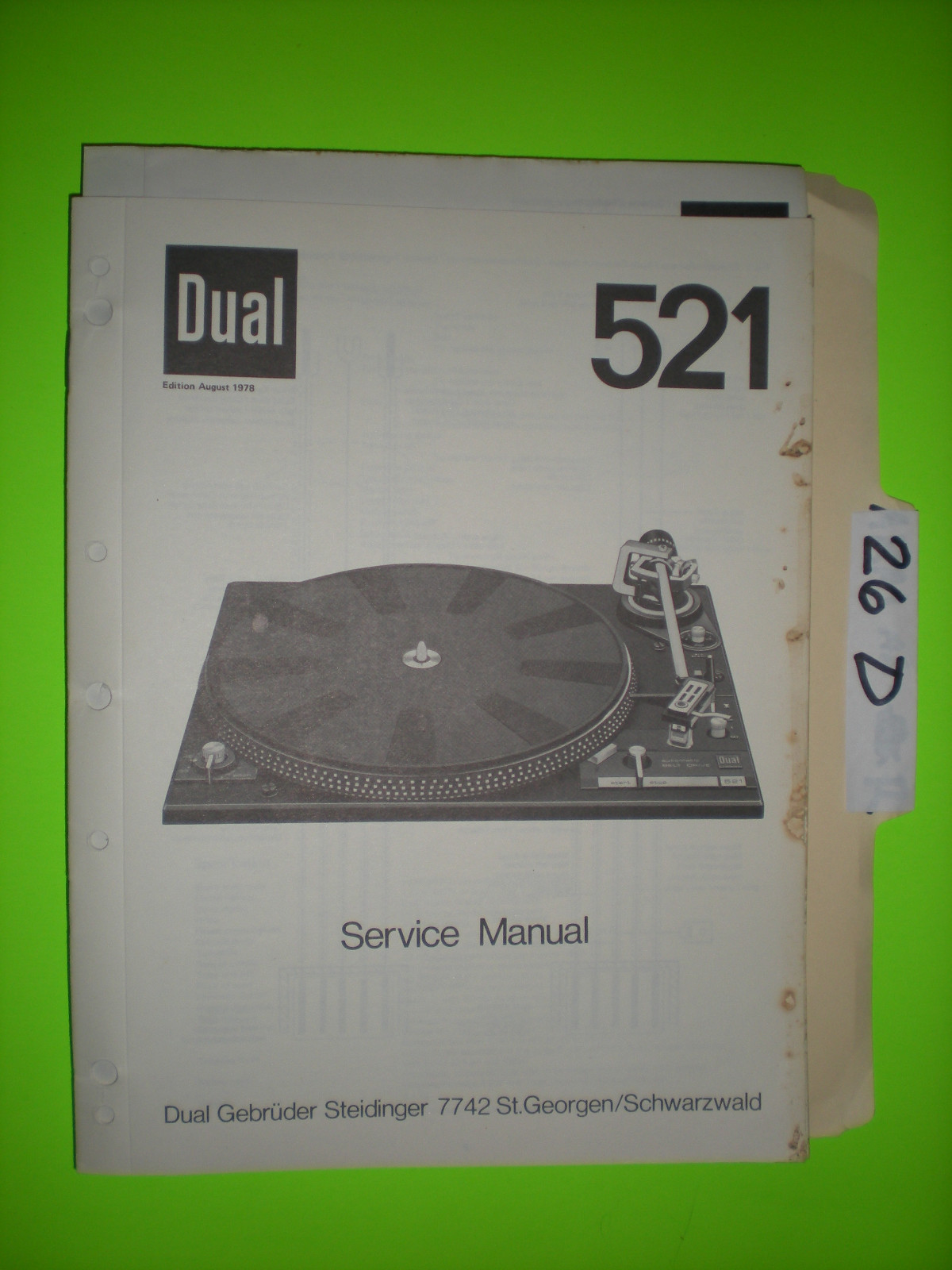 Dual 521 service manual original repair book stereo turntable record ...