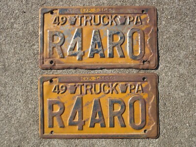 1949 Pennsylvania Truck License Plate Pair R4AR0 PA Penna Ford ...