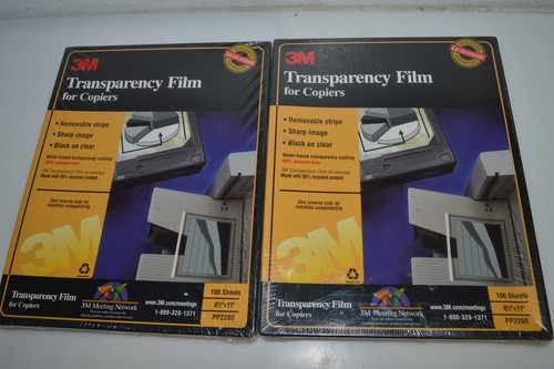 ^^ 3M TRANSPARENCY FILM FOR COPIERS PP2200 LOT OF TWO -200 SHEETS- NEW ...