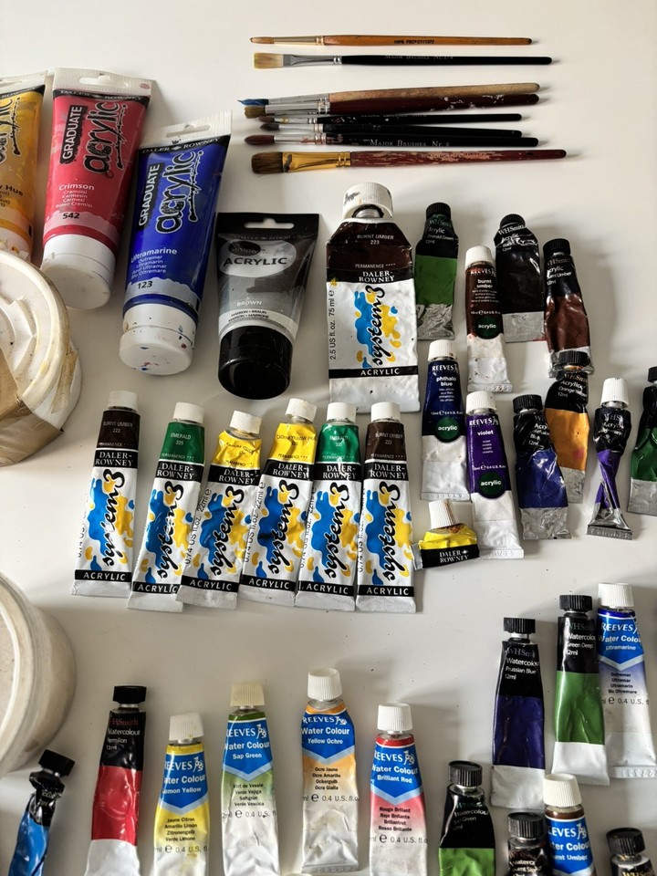 Job Lot Used Assorted Oil Acrylic Paint Various Sizes Daler Rowney Art ...