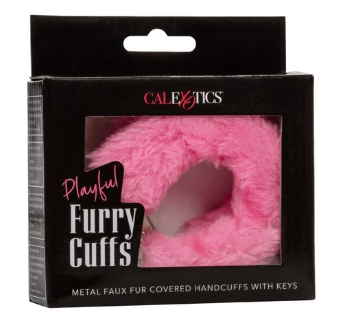 CalExotics Furry Fuzzy Costume Handcuffs Wrist Cuffs Soft In Pink Role ...