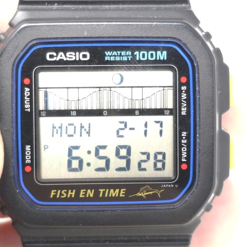 Casio Fish En Time Watch Men 38mm Digital Black Tone FT-100W New ...