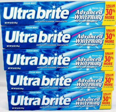 ULTRA BRITE TOOTHPASTE ADVANCED WHITENING 6 OZ clean mint x 5 tubes ...