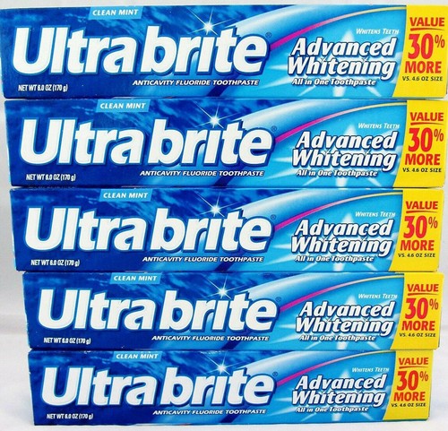 ULTRA BRITE TOOTHPASTE ADVANCED WHITENING 6 OZ clean mint x 5 tubes ...