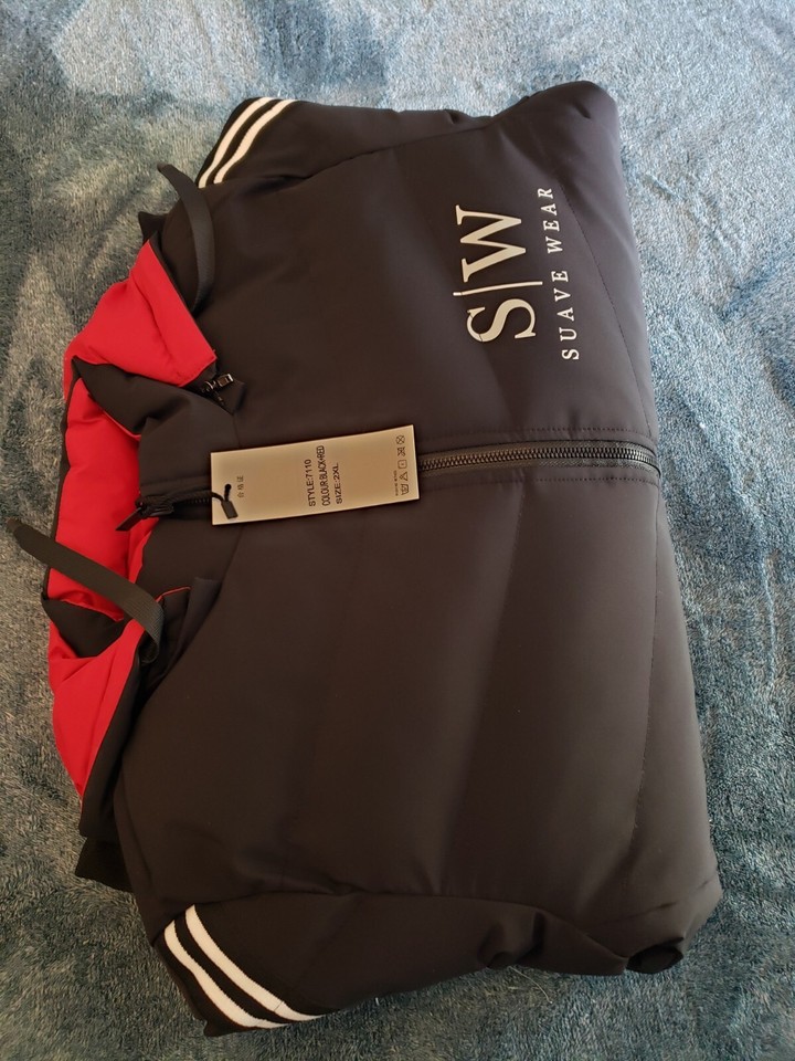 MENS PUFFER JACKET SUAVE WEAR HOODED BLACK RED XXL YOLESANCE REVERSIBLE 2XL | eBay