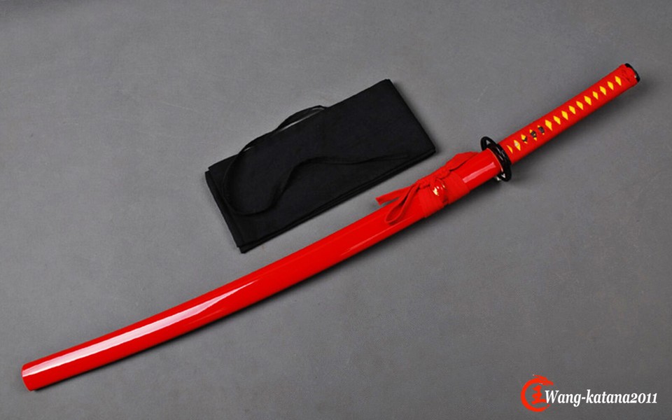 Hot Red Katana 1095 Steel Battle Ready Sharp Japanese Samurai ...