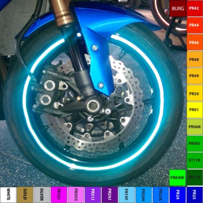 BLUE 3M REFLECTIVE MOTORCYCLE or CAR SUV RIM STRIPES WHEEL DECALS TAPE ...
