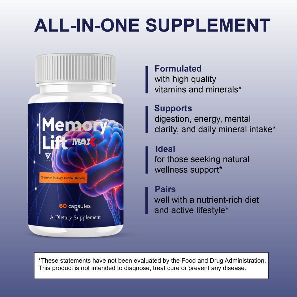 (5 Pack) Memory Lift Max Supplement, MemoryLift Nootropic Pills (300 ...