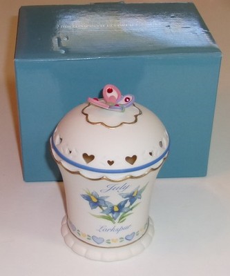 AVON 2003 BIRTHMONTH FLOWER CANDLE Birth Month JULY with Lid Butterfly ...