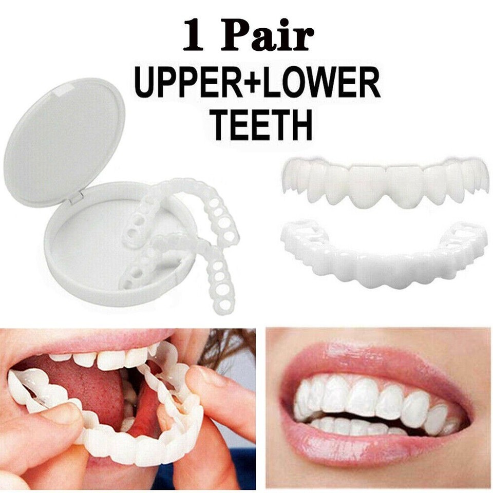 Smile Snap On False Teeth Upper & Lower Dental Veneers Dentures Tooth ...