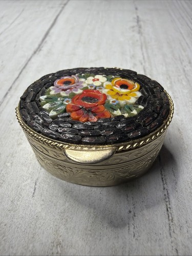 Vintage Italian Micro Mosaic Floral Pill Box – Collectible | eBay