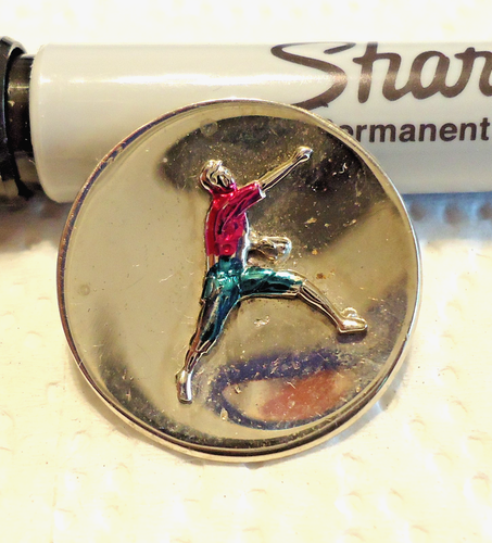 Vintage Metal BASEBALL PLAYER Picture Button 1" Silvertone | eBay