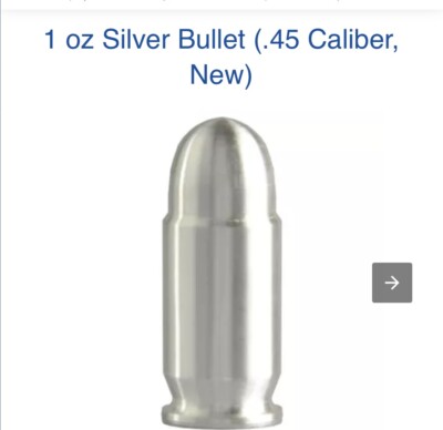 1 oz. Silver Bullet - 45 ACP Colt .999 Bullion | eBay