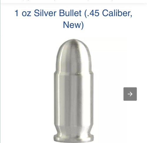 1 oz. Silver Bullet - 45 ACP Colt .999 Bullion | eBay