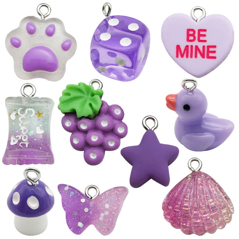 Mix 10pcs Cute Cartoon Resin Charms Pendants For Jewelry Making ...