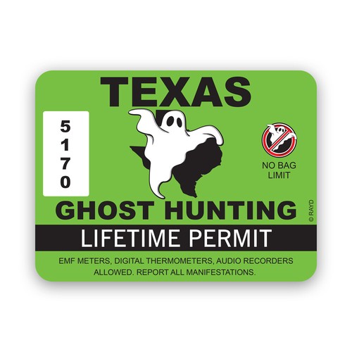 Texas Ghost Hunting Permit Sticker Decal - canada hunter ghosts hunters ...