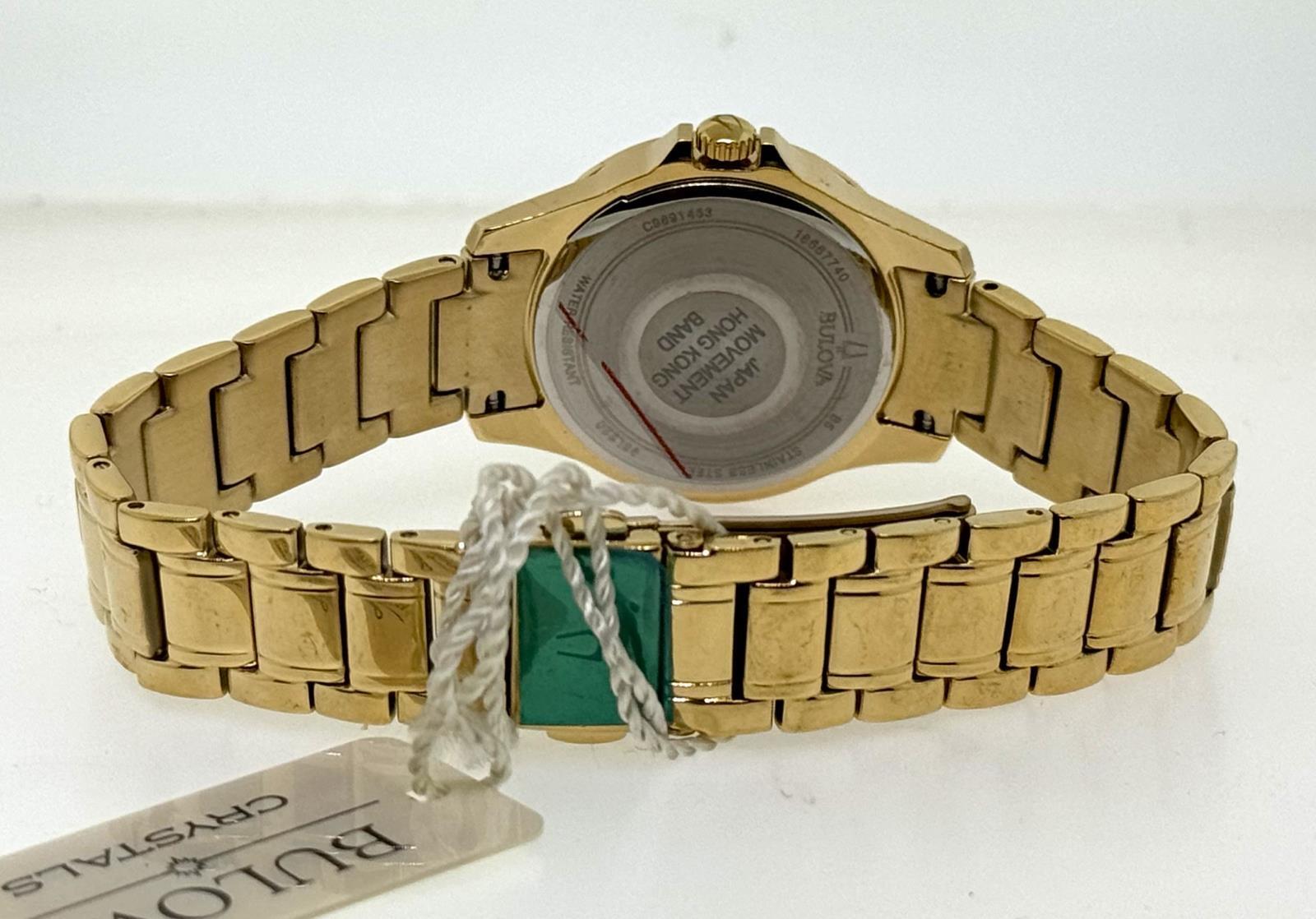 Bulova 98L220 Womens Analog Round Gold-Tone Crystals Quartz Movement ...