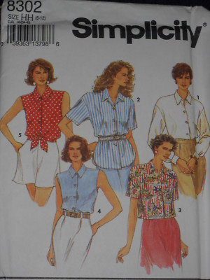 Shirts Sleeve Variations Misses size 6-12 Simplicity 8302 Sewing ...