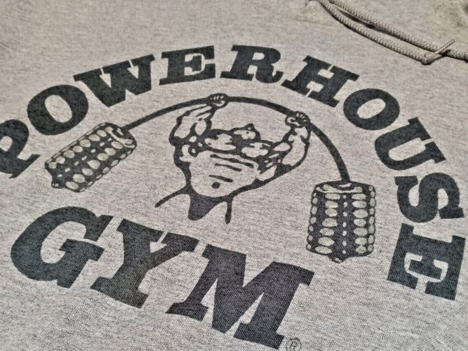 POWERHOUSE GYM old school logo hoodie - weights-fitness-muscle tee- | eBay