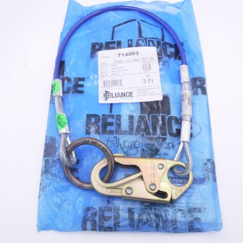 Reliance 714003 3' Single Ring Cable Anchorage Lanyard 1/4" Wire Rope 7 ...