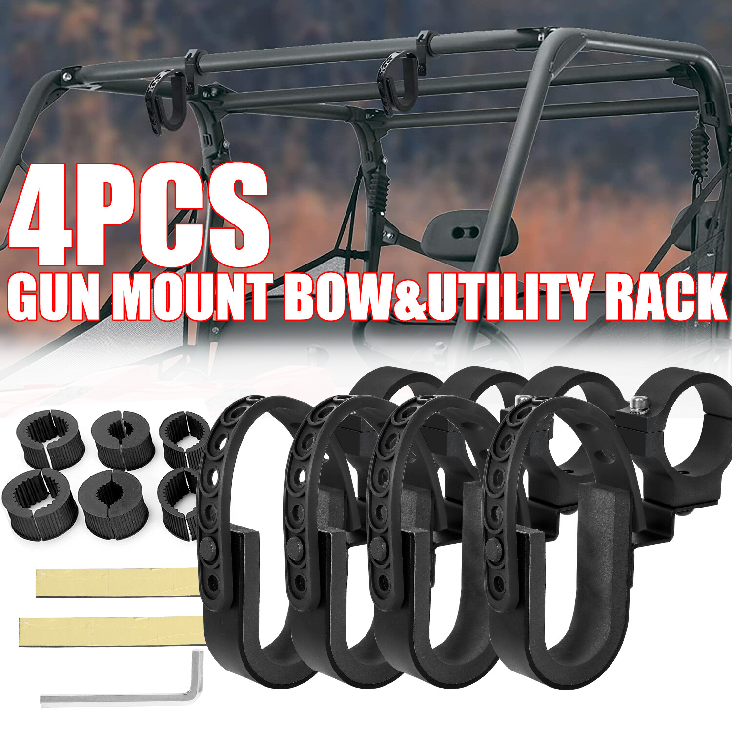 UTV ATV Gun Holder Mount Bow & Utility Rack for 1/1.5/1.75/2In Round ...