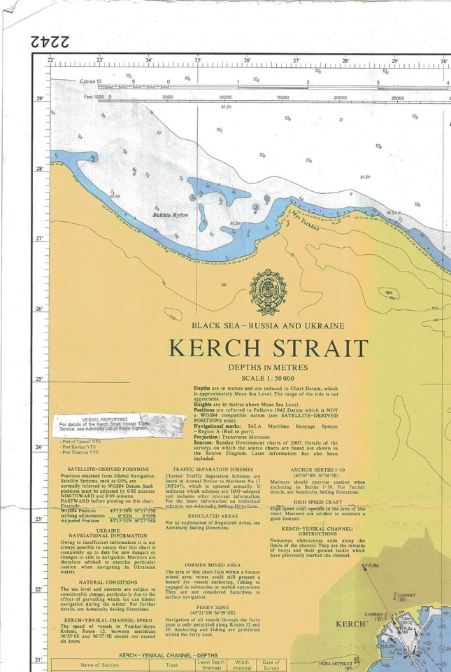 Admiralty 2242 Black Sea Russia And Ukraine Kerch Strait Chart Map ...
