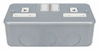 Metal Clad Twin Double Plug Socket 2 Gang 2G 13 Amp Outlet & Back Box ...