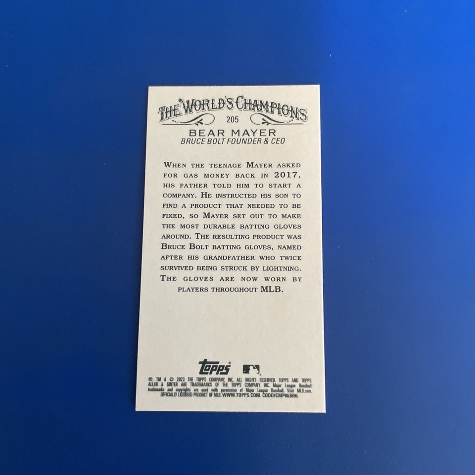 Bear Mayer 2023 Topps Allen & Ginter Mini Black Border SP #205 Bruce ...