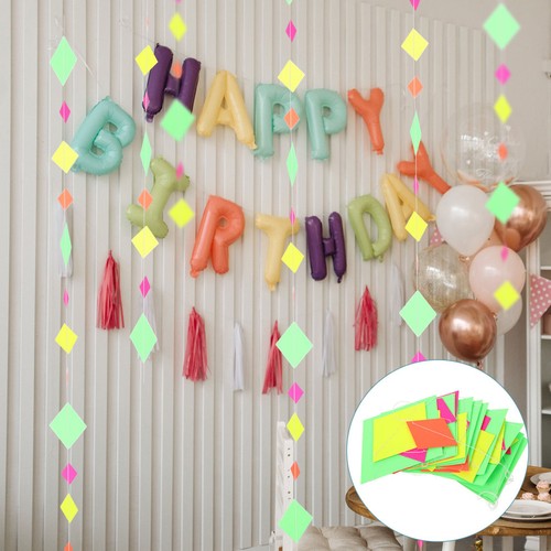 Paper Garland Fluorescent Rhomboid Streamer Glow in The Dark ...