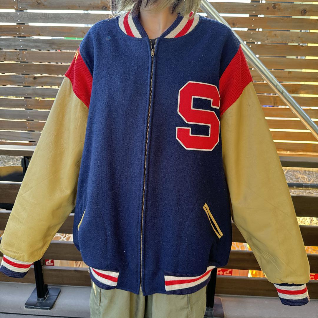 EFF MLB Stadium Varsity Jacket Award Leather Switch '… - Gem