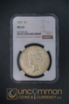 1927 MS63 Peace Dollar. NGC. Some toning. (UCC-PSD-1927-MS63-N-0025) | eBay