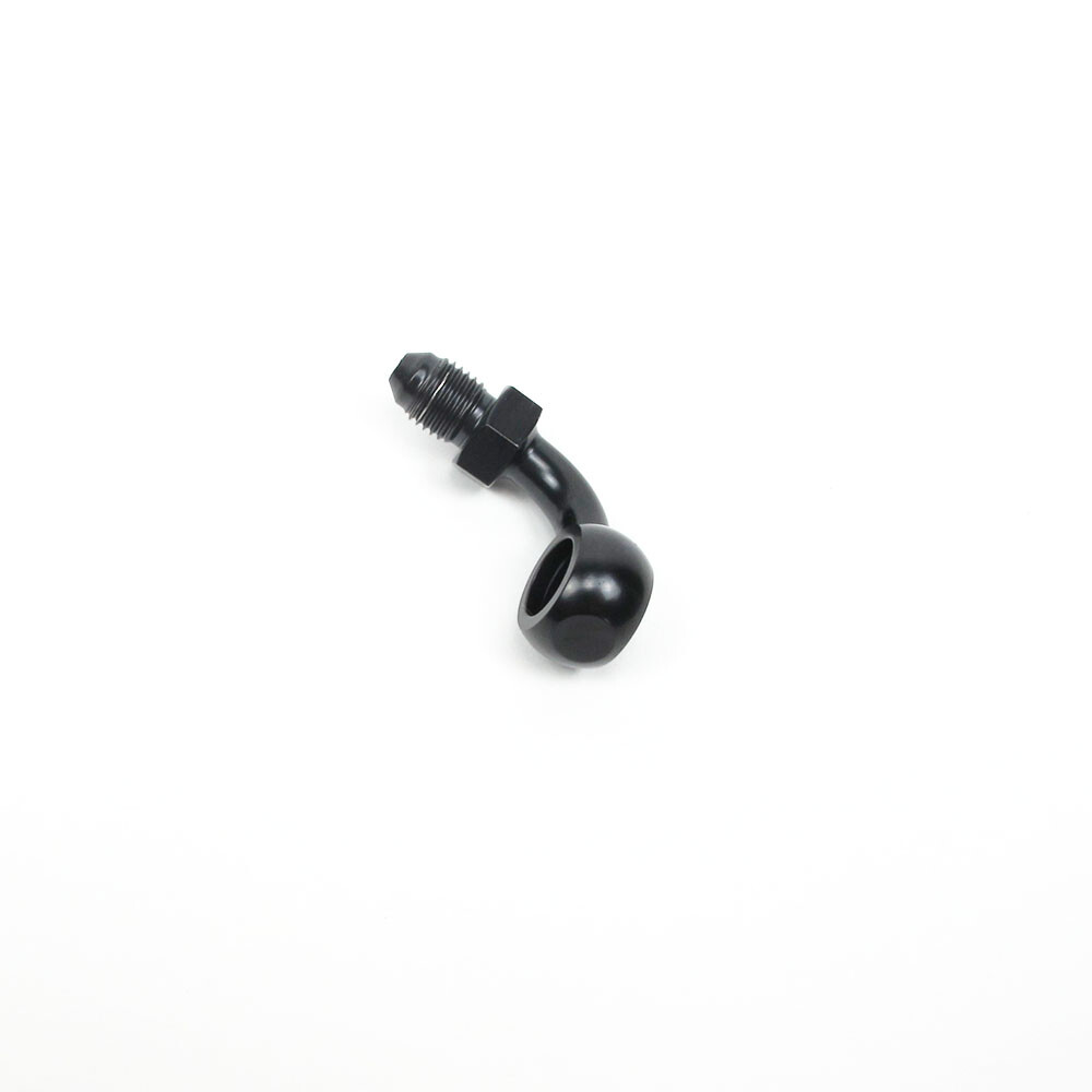 Black 3/8" 10mm AN3 90 Degree Banjo Brake Line Fittings for FLHX,FLHT ...