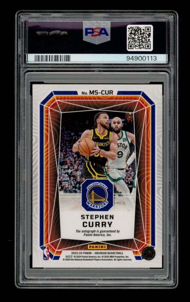 2023-24 Obsidian Magmatic Sig EE Gold Flood: Stephen Curry Auto /60 PSA ...