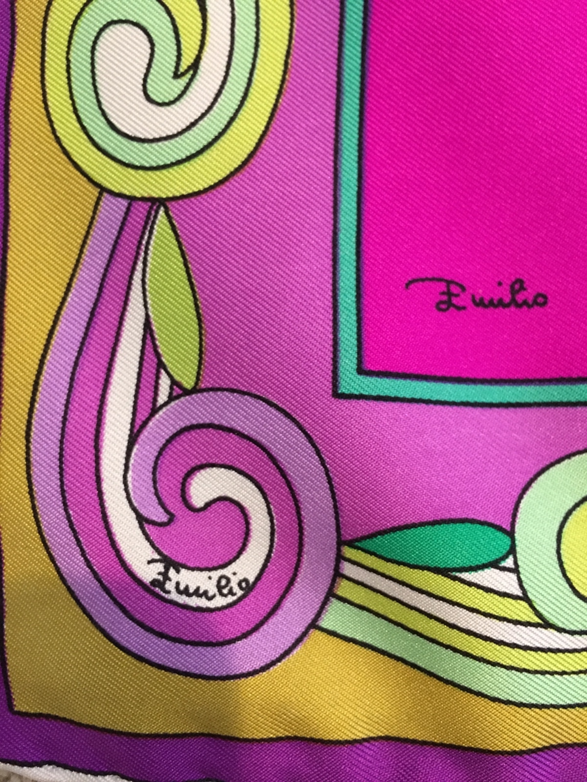 Vintage EMILIO PUCCI PINK FUSCIA YELLOW PURPLE SILK SCARF 35"x 35.5" | eBay