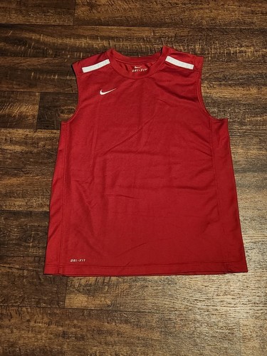 Nike Men's Red Dri-Fit Sleeveless Basketball League Jersey Tank Top ...