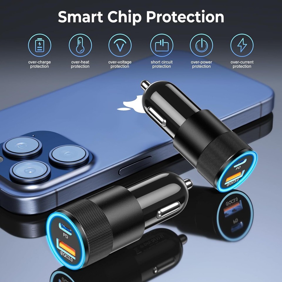 PD USB Type-C 38W Fast Car Charger Adapter Plug For iPhone 16 15 14 ...